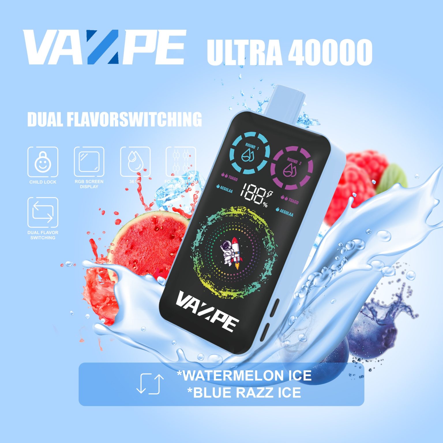 VAZPE Ultra 40000 Puffs Disposable Vape – Dual Flavor System with Smart ...